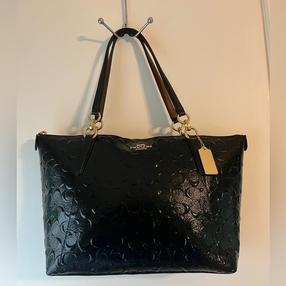 Coach | Bags | Coach Ava Tote In Black Patent Signature Leather | Poshmark